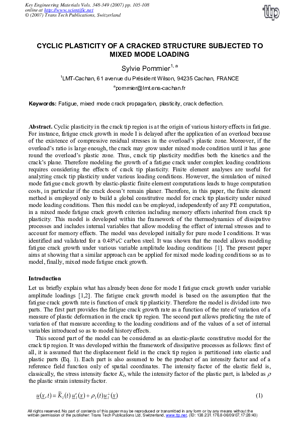 (PDF) A Numerical Study of Crack Mixed Mode Model in Concrete Material Subjected to Cyclic ...