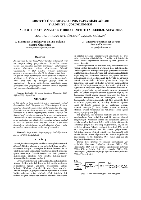 (PDF) Audio file steganalysis through artificial neural networks