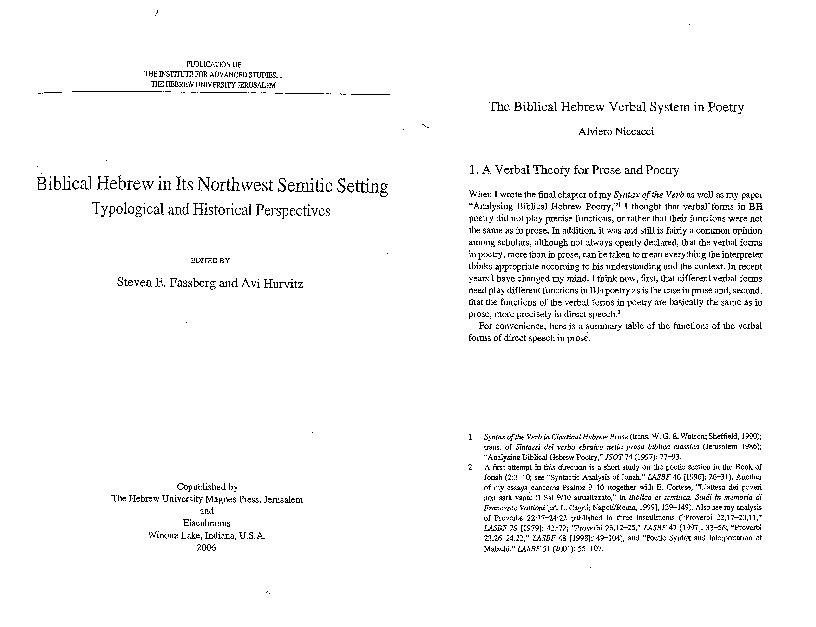 (PDF) 2006-The Biblical Hebrew Verbal System in Poetry