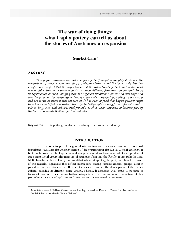 (PDF) The way of doing things: what Lapita pottery can tell us about ...