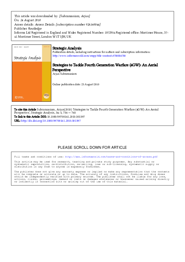 (PDF) Strategies to Tackle Fourth Generation Warfare (4GW): An Aerial ...