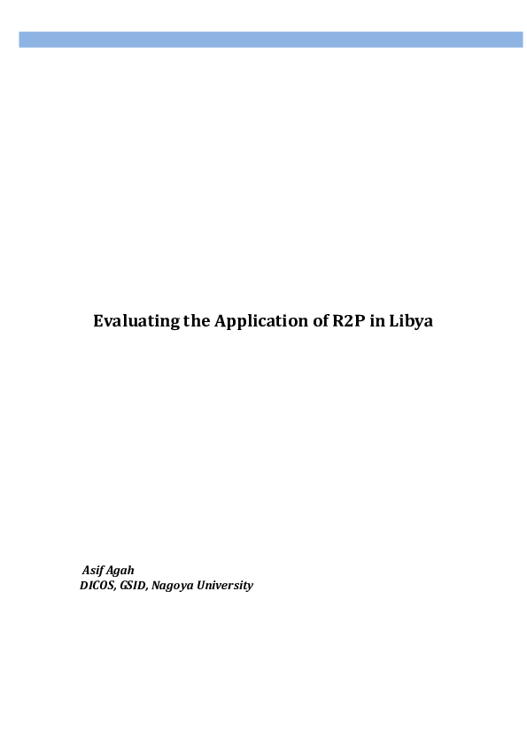 (PDF) Evaluating the Application of R2P in Libya