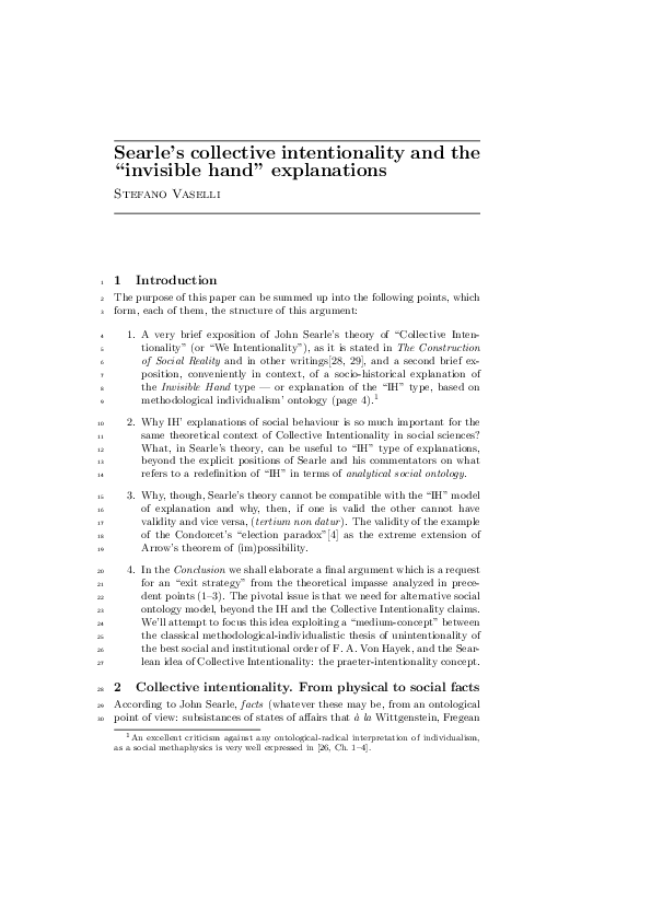 (PDF) Searle's collective intentionality and the "invisible hand ...