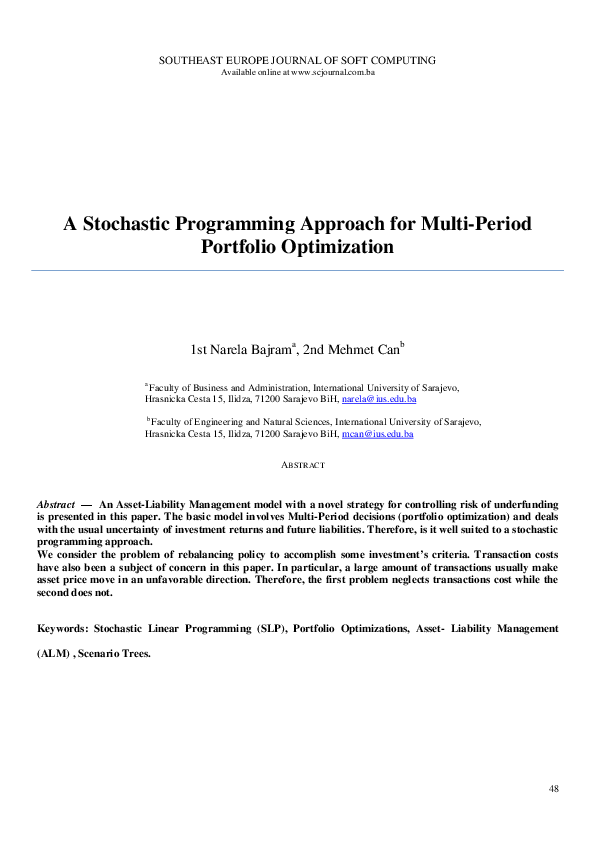(PDF) A Stochastic Programming Approach for Multi-Period Portfolio ... (PDF) A Stochastic Programming Approach for Multi-Period Portfolio ...