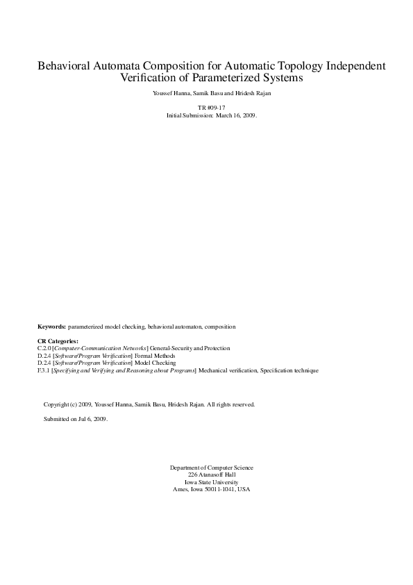 (PDF) Behavioral automata composition for automatic topology independent verification of ...