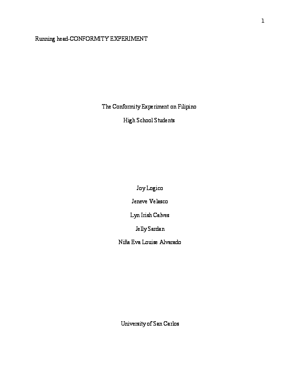 (DOC) The Conformity Experiment on Filipino High School Students