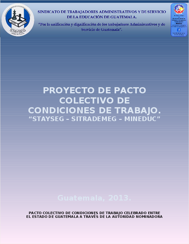 (DOC) Pacto Colectivo de Condiciones de Trabajo STAYSEG SITRADEMG Y MINEDUC