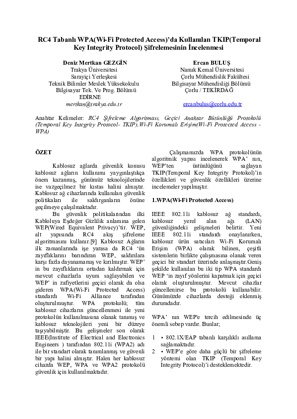 (DOC) RC4 Tabanlı WPA(Wi-Fi Protected Access)’da Kullanılan TKIP ...