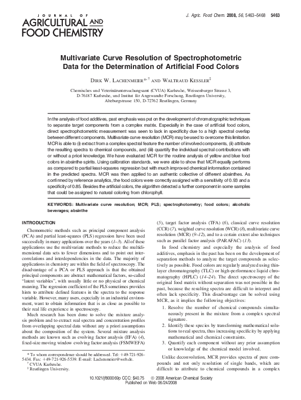 (PDF) Multivariate curve resolution of spectrophotometric data for the determination of ...