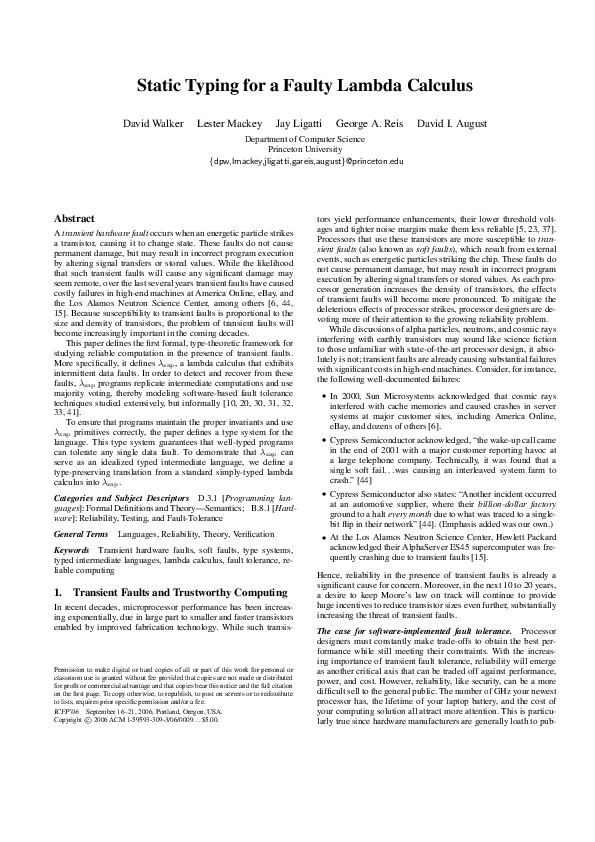 (PDF) Static typing for a faulty lambda calculus | George Reis - Academia.edu