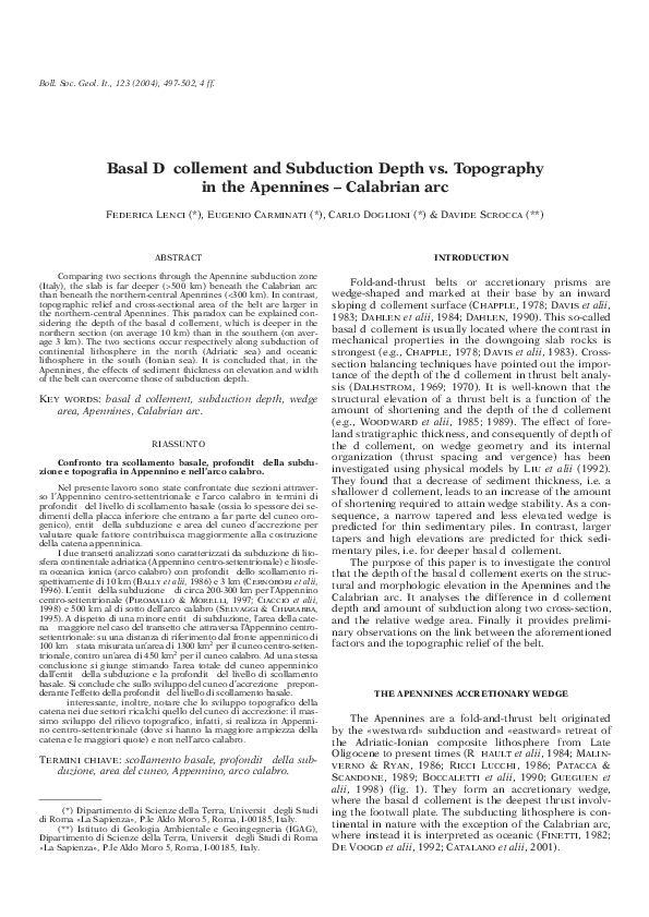 (PDF) Basal Décollement and Subduction Depth vs. Topography in the ...