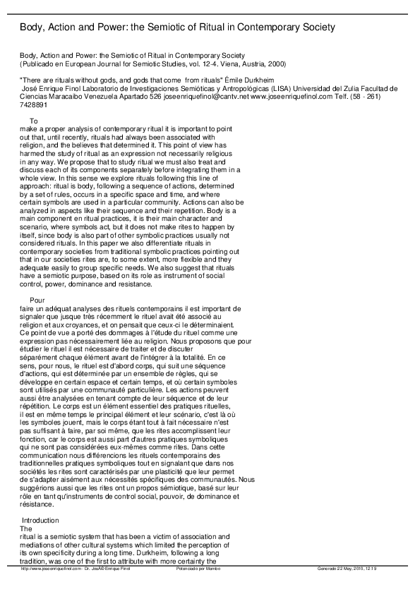 (PDF) BODY, ACTION AND POWER