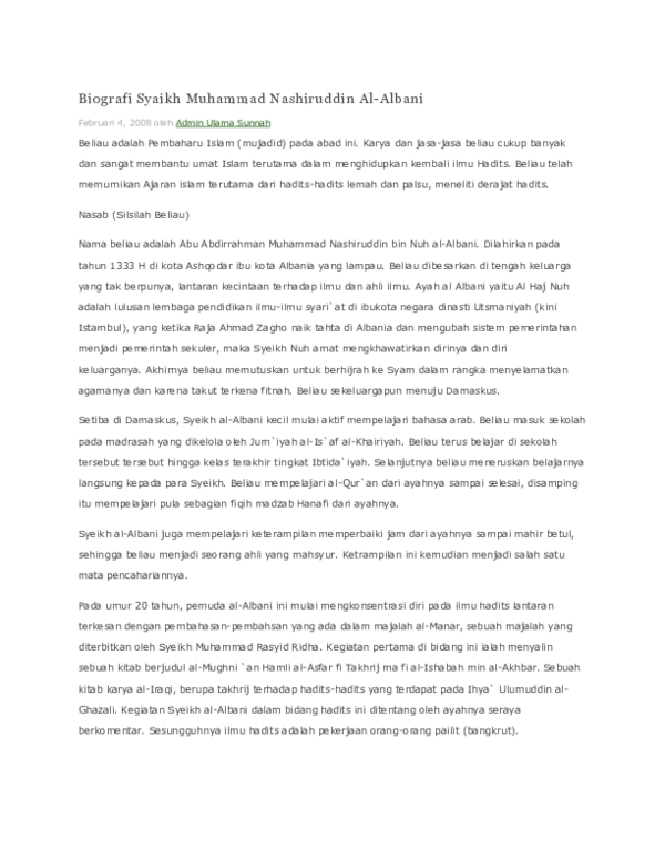 (DOC) Biografi Syaikh Muhammad Nashiruddin