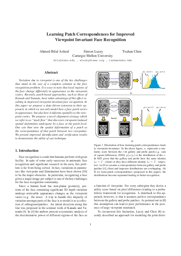 (PDF) Learning patch correspondences for improved viewpoint invariant face recognition