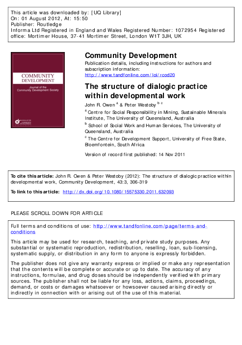 (PDF) Structure of dialogue practice in community development
