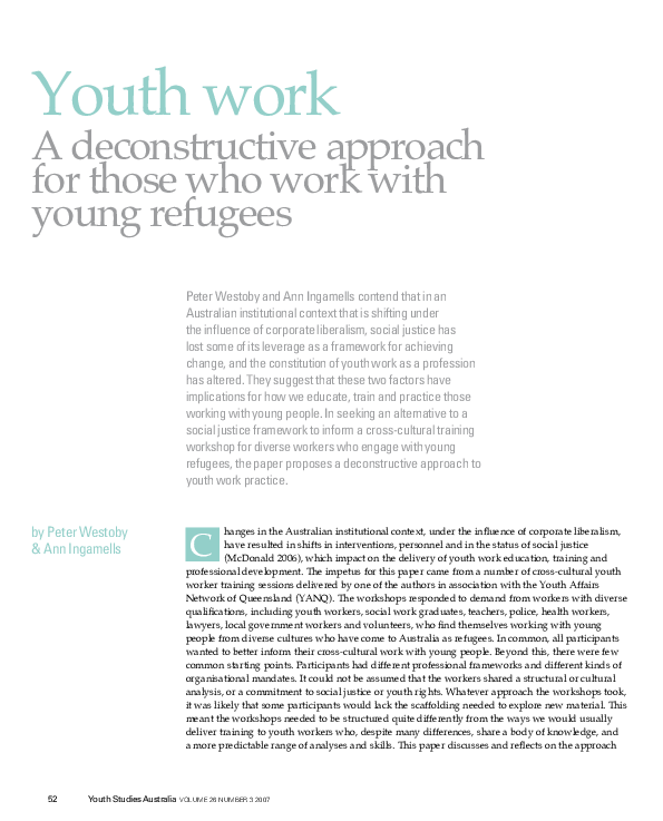 (PDF) Deconstructive approach to youth work practice