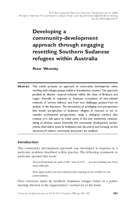 (PDF) A community development approach to working with refugees