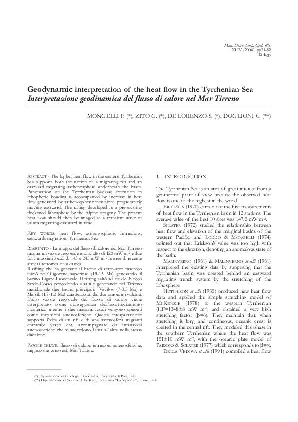 (PDF) Geodynamic interpretation of the heat flow in the Tyrrhenian Sea