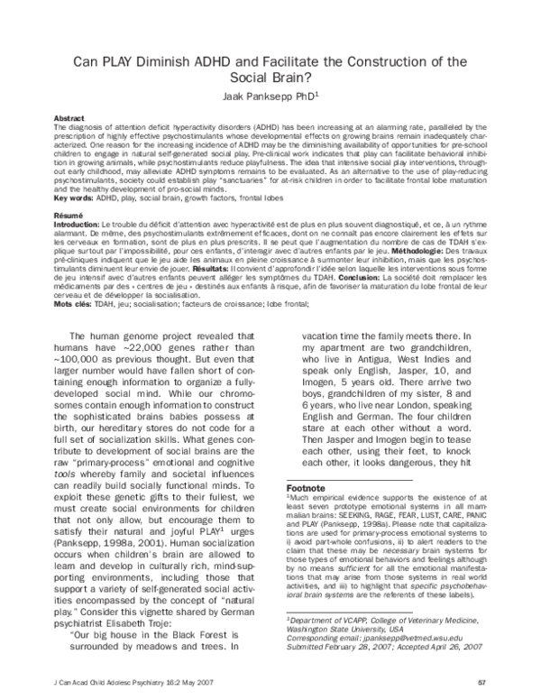 (PDF) Panksepp ADHD e gioco