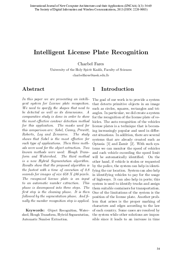 INTELLIGENT LICENSE PLATE RECOGNITION