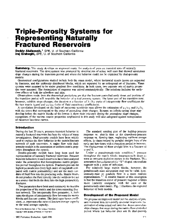(PDF) Triple-Porosity Systems for Representing Naturally Fractured ...