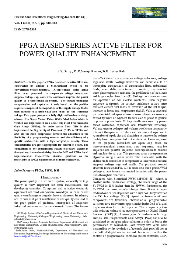 (PDF) FPGA Series Active Filter for Power Quality
