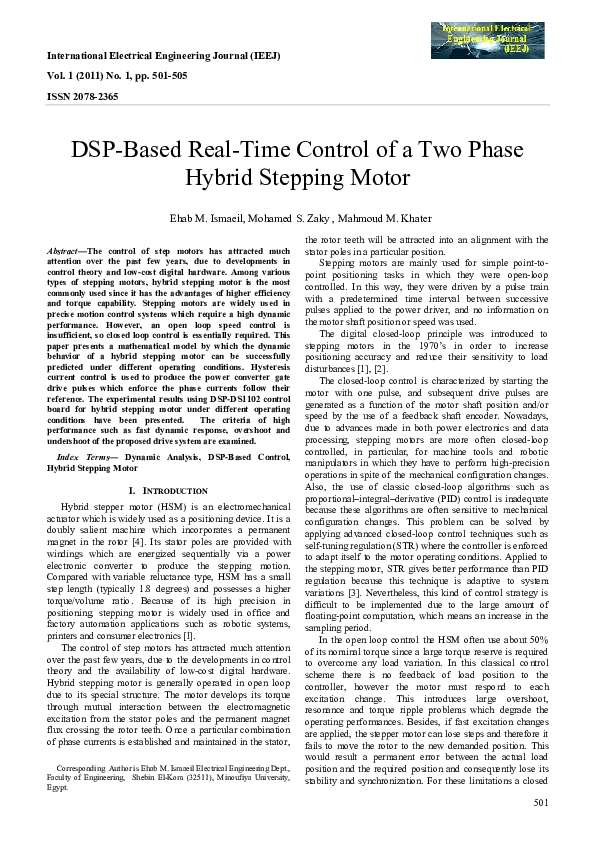 (PDF) DSP-Based Real-Time Control of a Two Phase Hybrid Stepping Motor