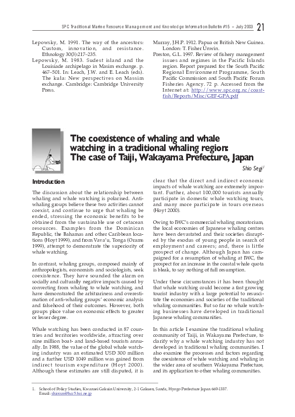 (PDF) The Coexistence of Whaling and Whale Watching In a Traditional ...
