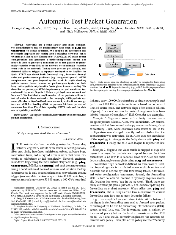 (PDF) Automatic Test Packet Generation
