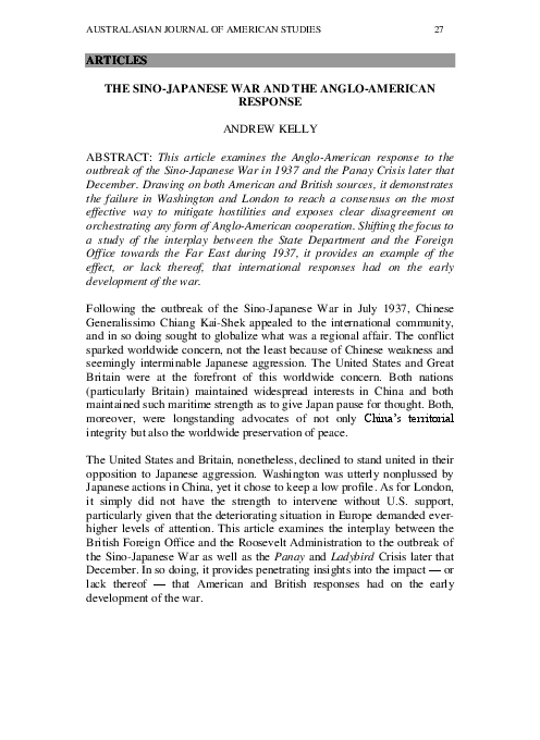 (PDF) The Sino-Japanese War and the Anglo-American Response