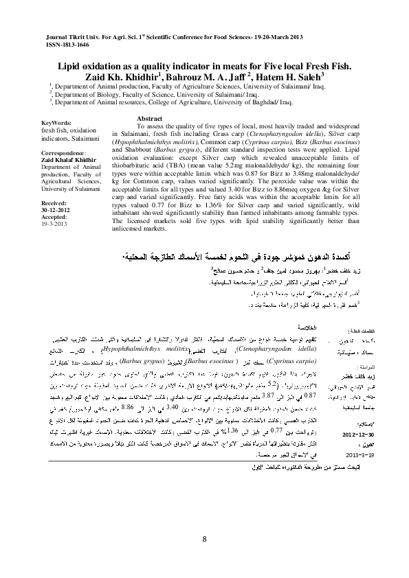 (PDF) Lipid oxidation as a quality indicator in meats for Five local ...