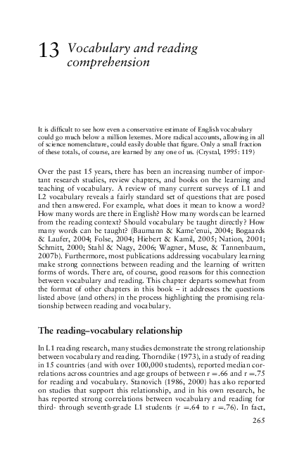 (PDF) Vocab and reading comprehension