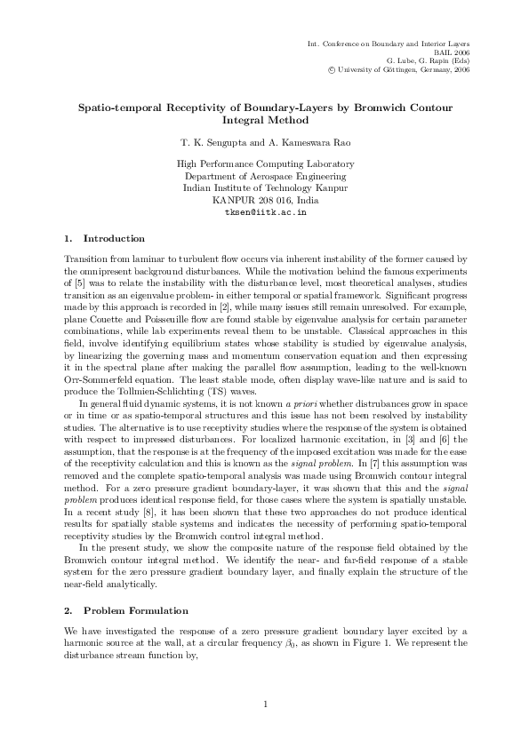 (PDF) Spatio-temporal Receptivity of Boundary-Layers by Bromwich Contour Integral Method