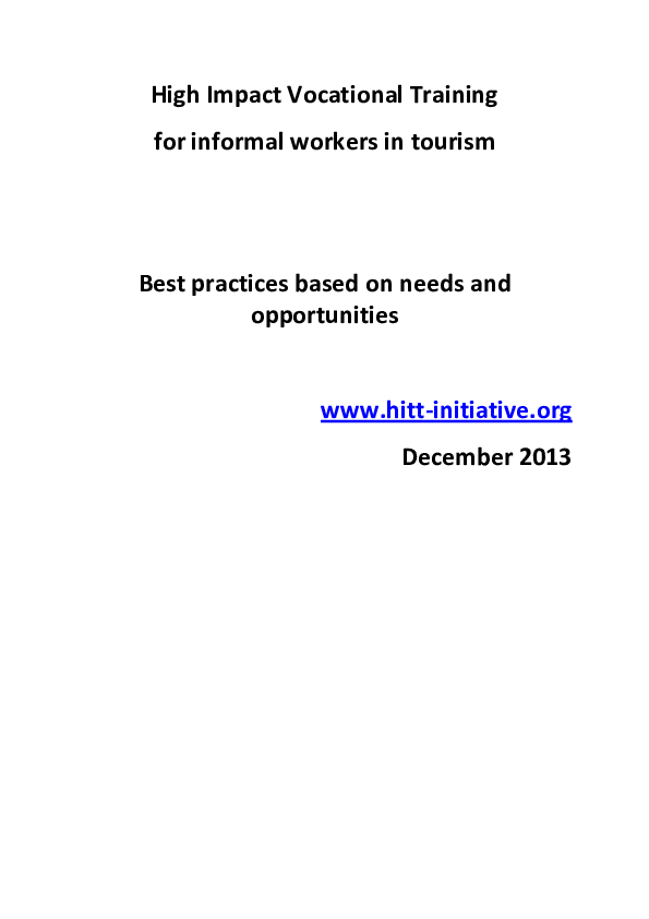 (PDF) High Impact Vocational Training for informal workers in tourism ...