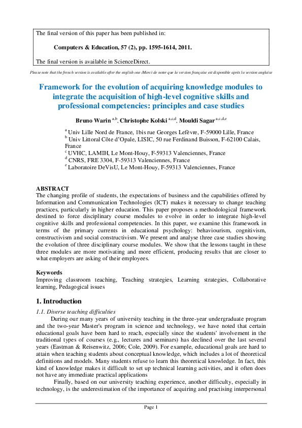 (PDF) Framework for the evolution of acquiring knowledge modules to ...