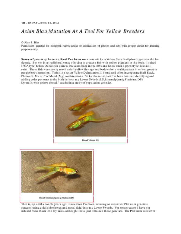 (PDF) Asian Blau Mutation As A Tool For Yellow Breeders