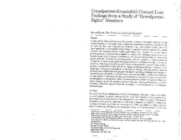 (PDF) Grandparent-Grandchild Contact Loss: Findings from a Study of ...