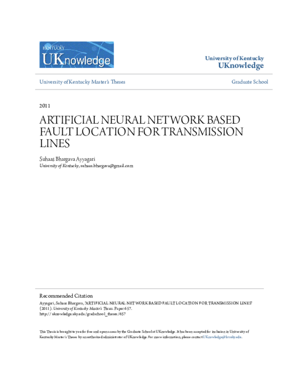 Pdf Artificial Neural Network Based Fault Location For Transmission L