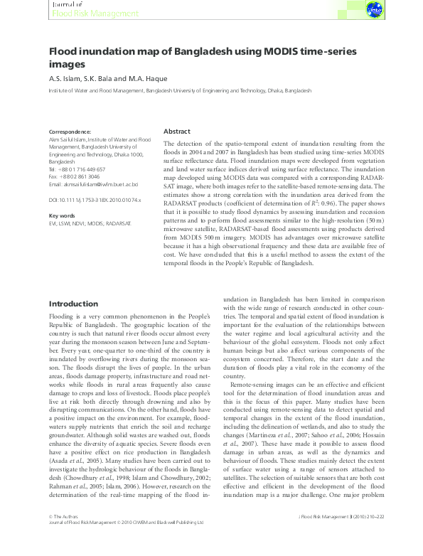(PDF) Flood Inundation Mapping Using MODIS Data