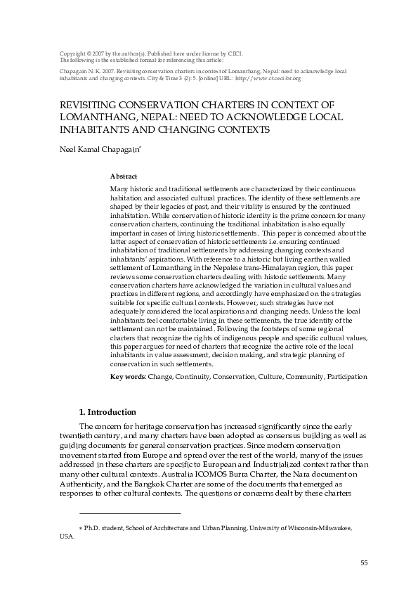 (PDF) Revisiting Conservation Charters...an old paper, mentioned below ...