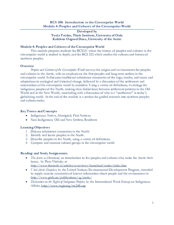 (PDF) BCS 100: Introduction to the Circumpolar World Module 4: Peoples ...