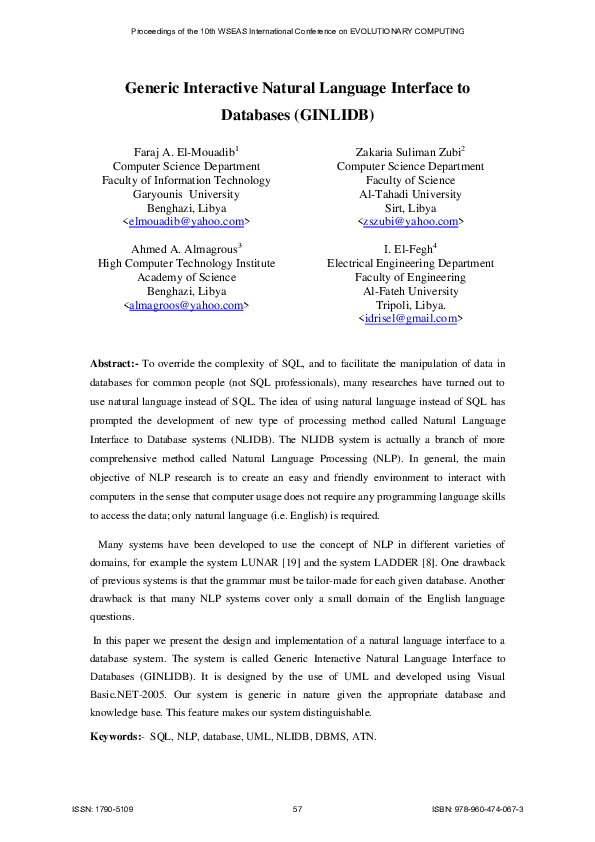 (PDF) Generic Interactive Natural Language Interface to Databases (GINLIDB)