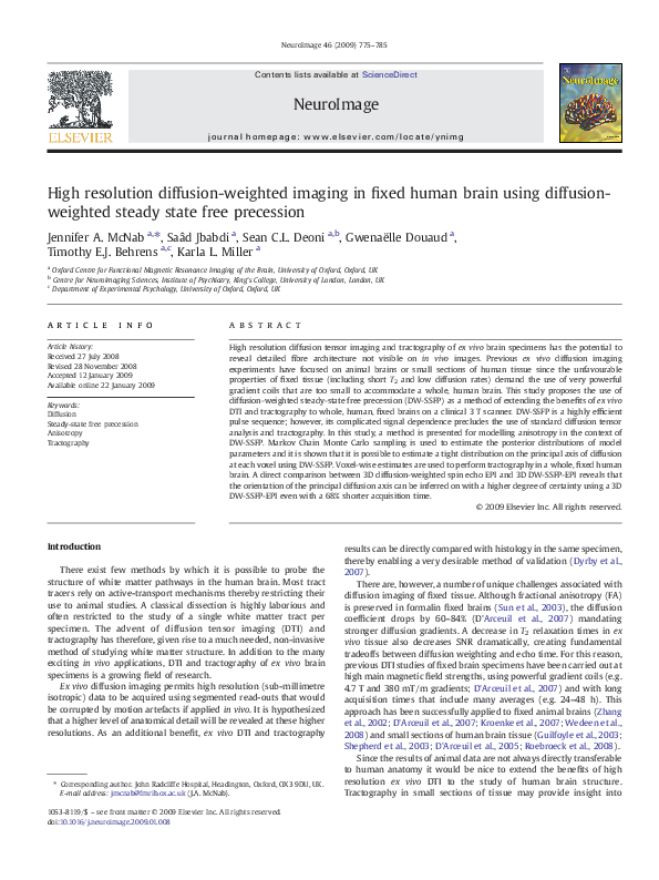 (PDF) High resolution diffusion-weighted imaging in fixed human brain ...