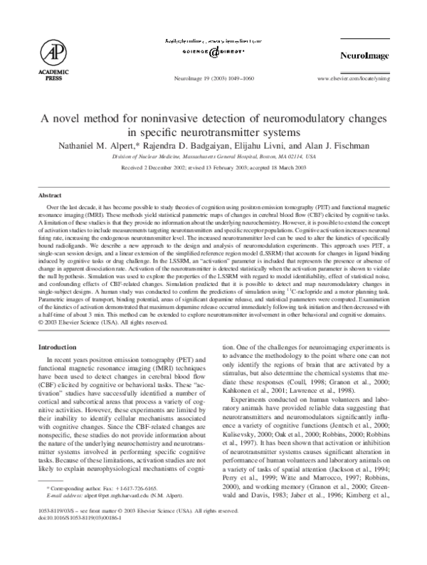 (PDF) A novel method for noninvasive detection of neuromodulatory changesin speciﬁc ...