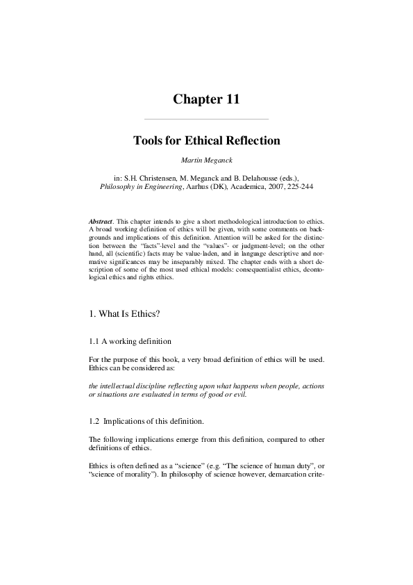 (PDF) Tools for ethical reflection