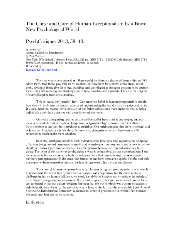 (DOC) The Curse and Cure of Human Exceptionalism by a Brave New ...