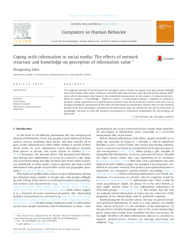 (PDF) Coping with information in social media: The effects of network ...