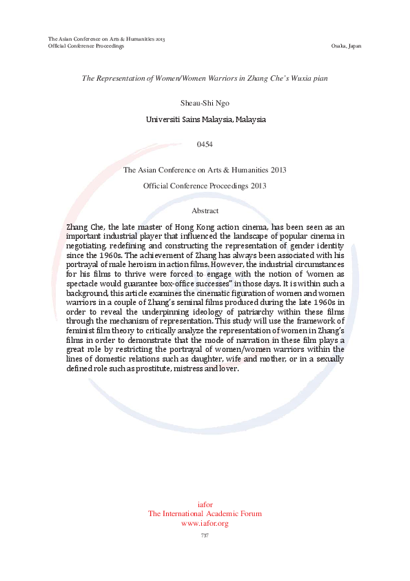 (PDF) The Representation of Women/Women Warriors in Zhang Che’s Wuxia pian