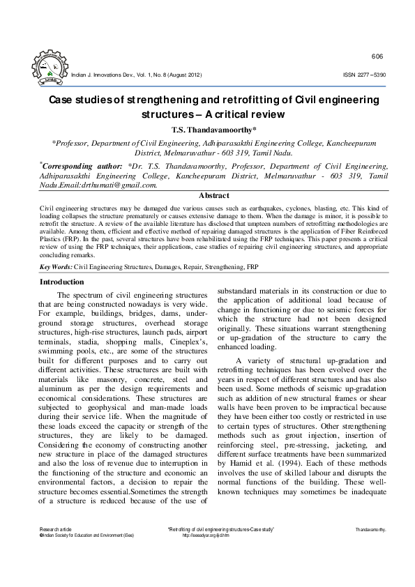 (PDF) Case Studies of Strengthening and Retrofitting of Civil ...