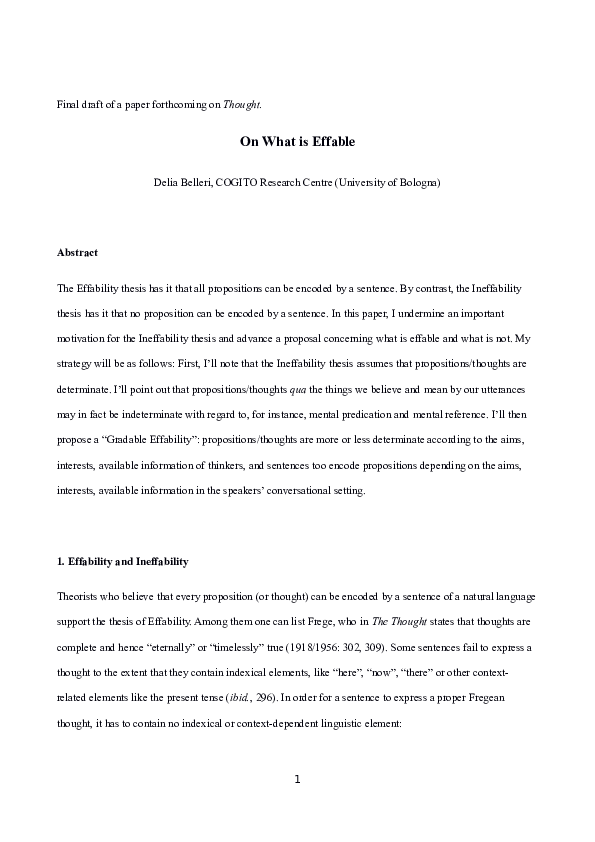 (PDF) [Thought] On What is Effable